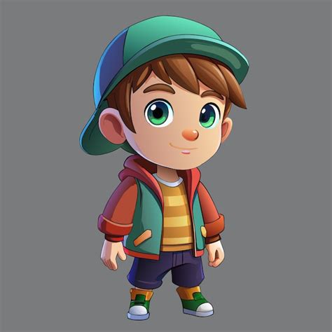 мультфильм мальчика с шапкой и шапкой Премиум Ai сгенерированный вектор