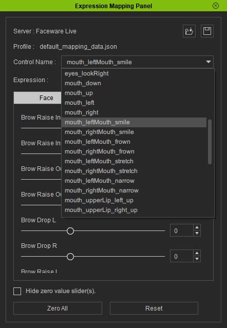 using expression mapping panel