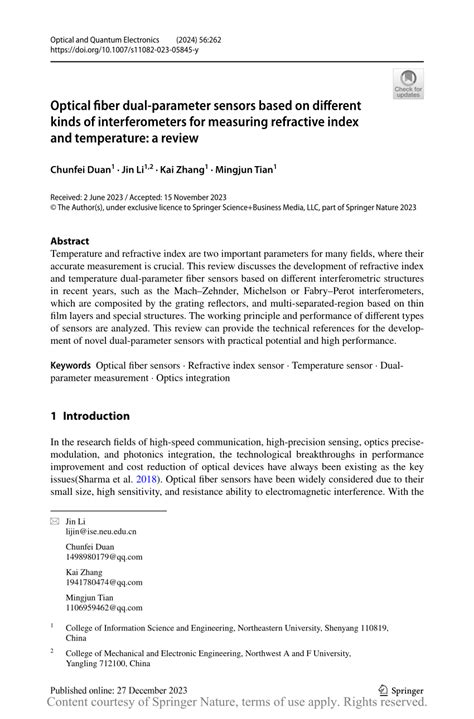 Optical Fiber Dual Parameter Sensors Based On Different Kinds Of Interferometers For Measuring