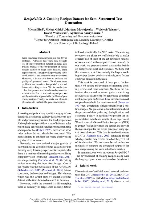 Pdf Recipenlg A Cooking Recipes Dataset For Semi Structured Text Generation