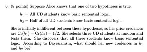 Solved Points Suppose Alice Knows That One Of Two Chegg Com