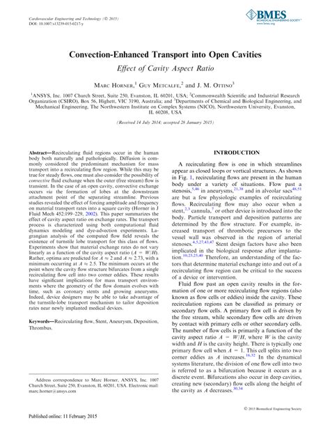 Pdf Convection Enhanced Transport Into Open Cavities Effect Of