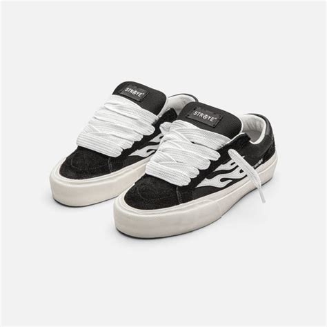 Straye Logan Puff Black Suede Canvas Low Top Skate Shoes