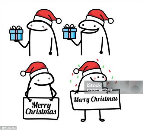 A Set Of Flork Christmas Meme Internet Web Vector Stock Illustration