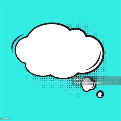 복고풍 텅 빈 만화 말풍선은 검은 하프톤 그림자가 있는 구름을 생각했다 벡터 일러스트레이션 텍스트 프레임 테두리 빈티지 디자인