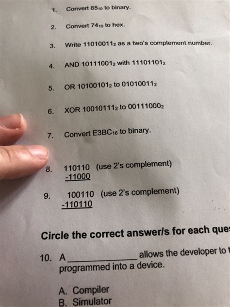 Solved 8 110110 Use 2s Complement 11000 9 100110 Use