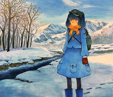 Safebooru 1girl Arms At Sides Backpack Bag Bare Tree Black Legwear