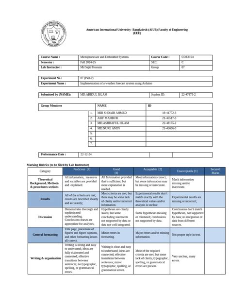 Microprocessor Lab Report 7 B 1 Pdf Weather Arduino