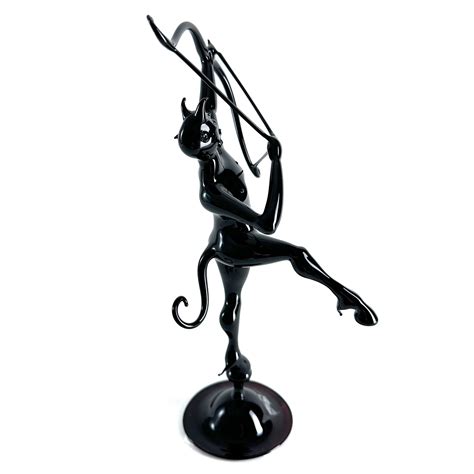 Black Devil With Bow And Arrow Murano Glass Sculpture Art Glass Figurines