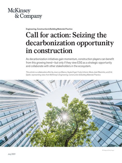 Call For Action Seizing The Decarbonization Opportunity In Construction