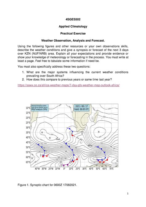 4ges502 Prac Nwp And Eps Forecast 4sges Applied Climatology Practical