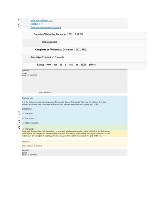 Final Questionnaire Module 4 Gender And Masculinities Pdf Machismo