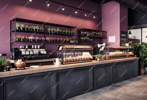 Premium Photo The Coffee Counter Is Lined Up Into Two Rows