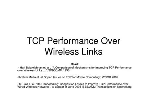 ppt tcp performance over wireless links powerpoint presentation free