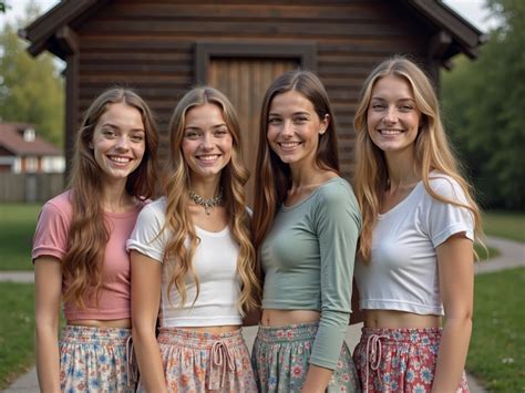 Four Pretty Slovak Girls They Seem To Be With Pretty Faces Seaart Ai