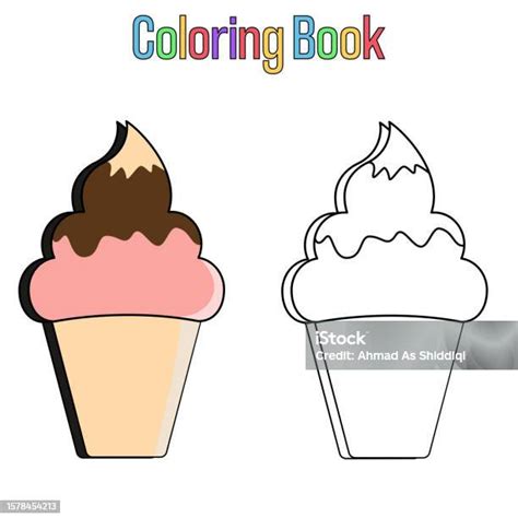 색칠 공부 아이들 활동 색칠 공부 페이지를 위한 만화 아이스크림 벡터 그림 0명에 대한 스톡 벡터 아트 및 기타 이미지 0명 검은색 교육 Istock