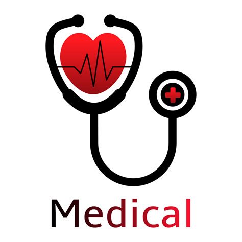 Stethoscope Medical Logo Vector Illustration Cardiogram Heart Symbol Red Color Heartbeat And