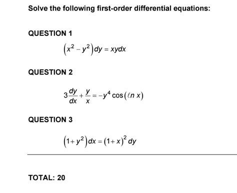 Solved Solve The Following First Order Differential