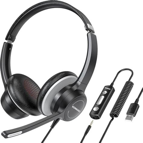 Amazon Com KONNAO USB Headset With Microphone 3 5mm Wired Computer Headsets With Noise