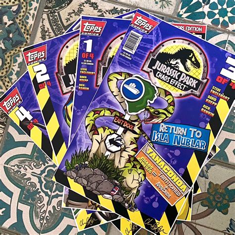 Jurassic Park Chaos Effect Comic Book Art Prints Set Of 4 Based On The