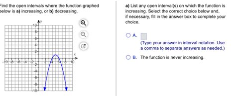 Solved Find The Open Intervals Where The Function Graphed