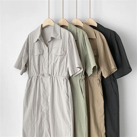 주문폭주💕후기증명💙 방수👌🏻쿨 바스락 A라인 나일론 여름 비치 웨어 바캉스 여성 여자 반팔 롱 원피스 에이블리