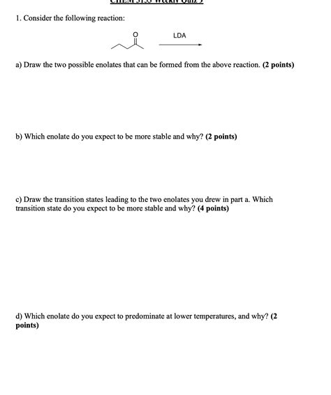 [solved] 1 Consider The Following Reaction Lda A Draw The Two