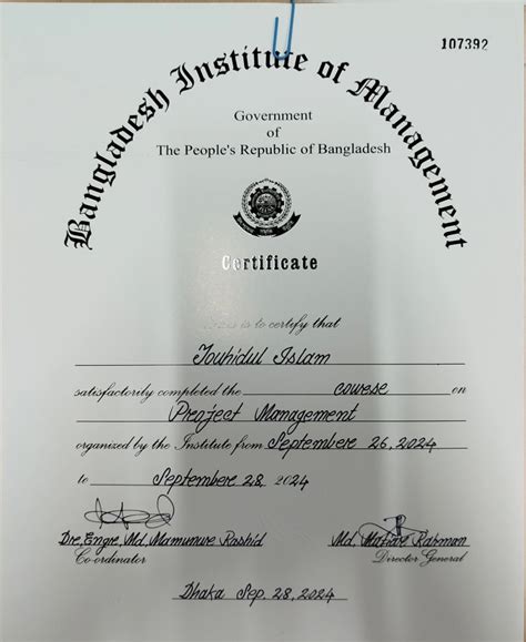 Touhidul Islam On Linkedin Completed A 3 Days Long Training On Project Management From Bangladesh