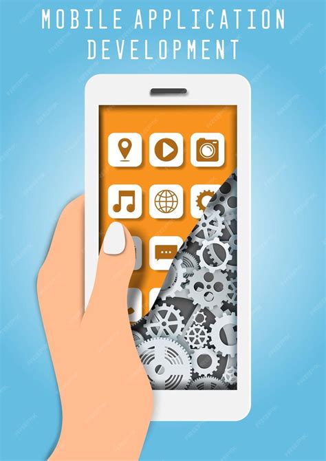 Premium Vector Mobile Application Development Concept Vector Illustration Human Hand Holding