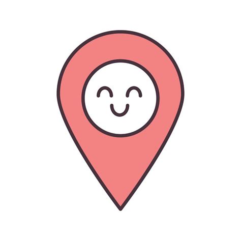 Smiling Map Pin Character Color Icon Easy Gps Navigation Happy Map