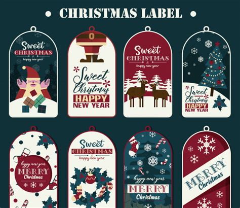 크리스마스 레이블 템플릿 클래식 평면 장식 둥근 모양 Eps Ai Uidownload