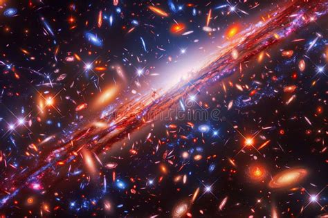 Huge Number Of Spiral Luminous Clusters Of Galaxies In Space Stock Image Image Of Universe