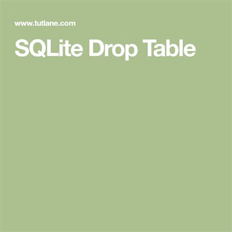 Sqlite Drop Table