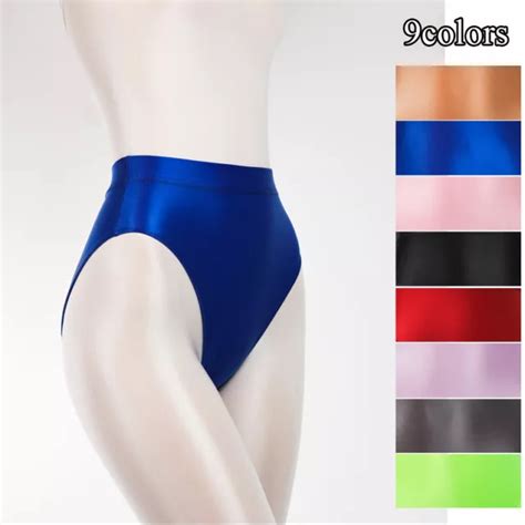 Damen Herren Seidig Glänzend Glänzender Satin Wet Look Höschen Slips C8