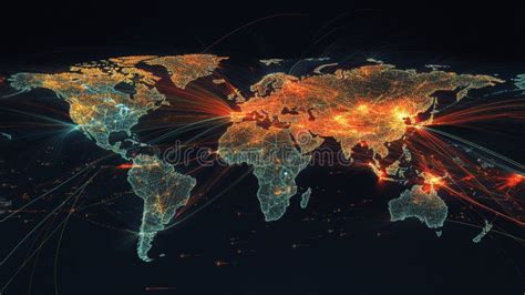 Global Network Visualization With Data Points And Connections Stock Illustration Illustration