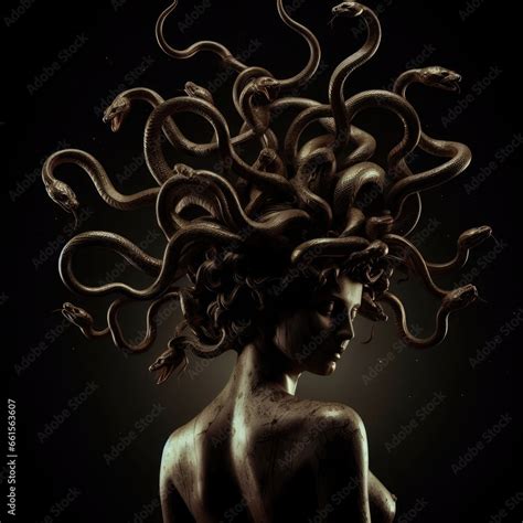 Medusa Close Up Snake Hair Beauty Stone Statue Sake Serpent Crown