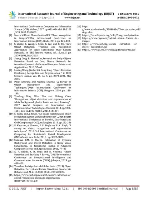 Irjet Comparative Analysis Of Video Processing Object Detection Pdf