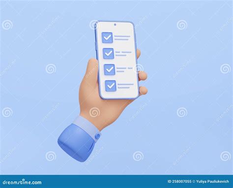 3d Illustration Hand Holding Smartphone Checklist Stock Illustration Illustration Of Complete