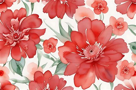 Premium Ai Image Mesmerizing Red Flower Patterns In Seamless Watercolor Vector Images