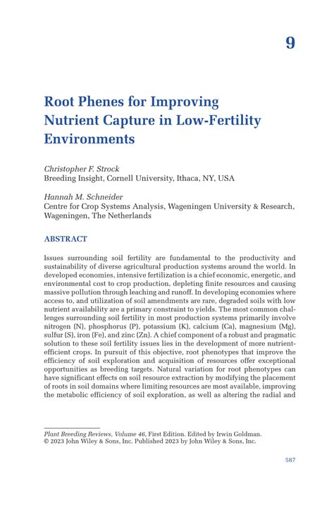 Pdf Root Phenes For Improving Nutrient Capture In Low‐fertility