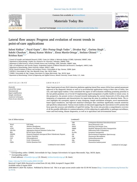Pdf Lateral Flow Assays Progress And Evolution Of Recent Trends In Point Of Care Applications