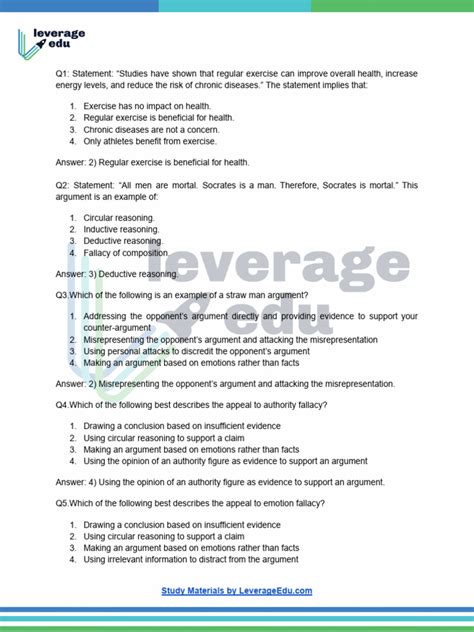 20 Questions Of Analyzing Arguments Reasoning Logical Reasoning Pdf Argument Fallacy