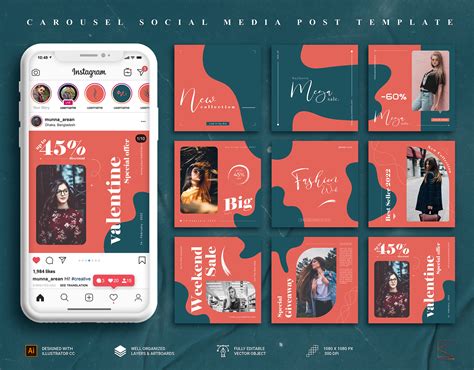 Elegant Colorful Carousel Social Media Post Design 1 Images Behance