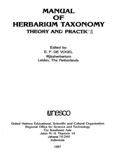 manual of herbarium taxonomy de vogel pdf
