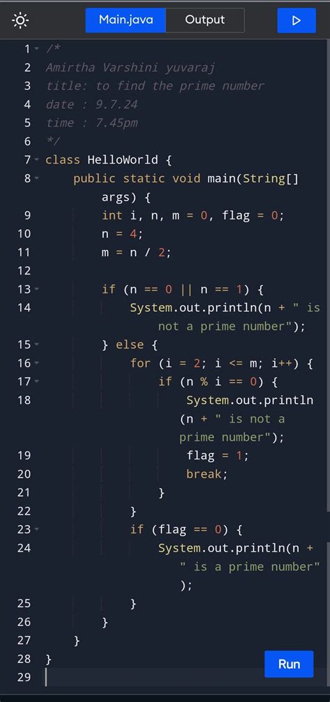 Amirtha Varshini Yuvaraj On Linkedin Javaprogramming Primenumbers