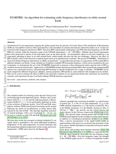 Starfire An Algorithm For Estimating Radio Frequency Interference In Orbits Around Earth Pdf