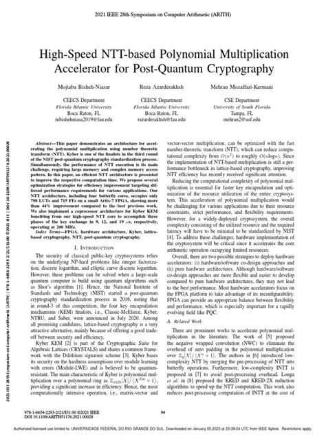 High Speed Ntt Based Polynomial Multiplication Accelerator For Post
