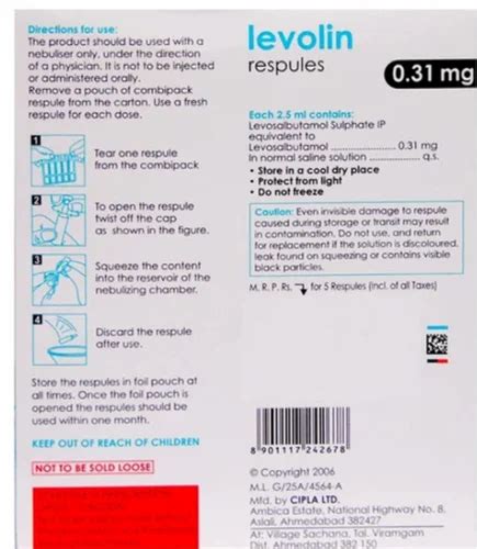 Levolin 031 Mg Respules At Rs 25piece Mecosabagh Nagpur Id