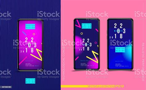 유연 하 고 다채로운 그라데이션으로 추상 크리에이 티브 디자인 포스터와 스마트폰을 설정 합니다 서식 파일 미래 커버입니다 평면 벡터 일러스트 Eps 10 0명에 대한 스톡