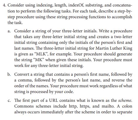 Solved 4 Consider Using Indexing Length Indexof